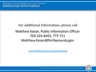 Difficult Run Tributary at Brittenford Drive Stream Restoration | PPT