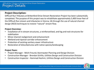 Difficult Run Tributary at Brittenford Drive Stream Restoration | PPT