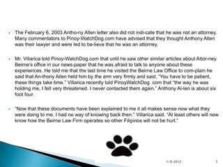 Atty James Beirne Scam and Luchie Allen | PPTX | Legal Services ...