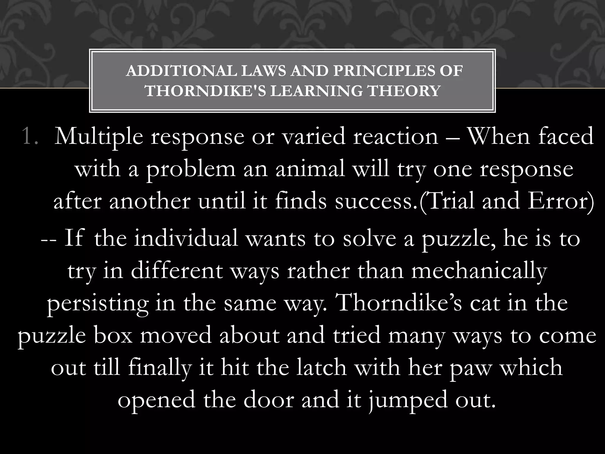 Thorndike's connectionism theory | PPTX