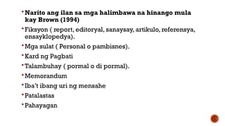 Mga iba't ibang teknik sa pagsulat at konsepto. | PPTX