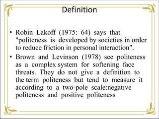 politeness strategies between teachers and students | PPTX