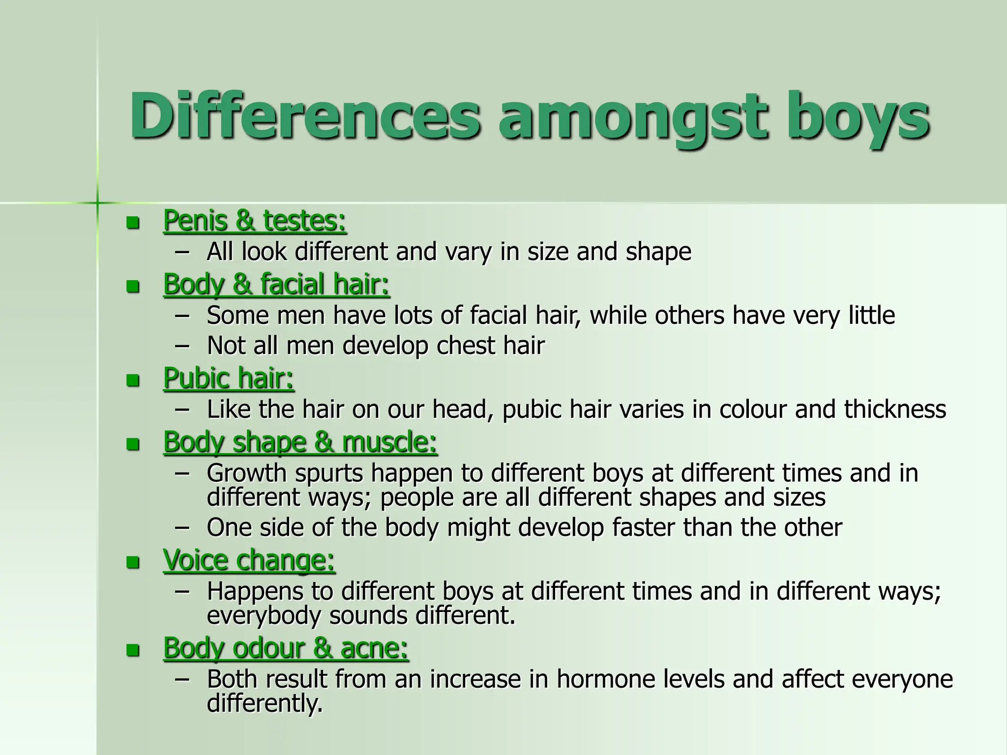 Powerpoint - Puberty Part 1, Puberty, body changes & differences.ppt