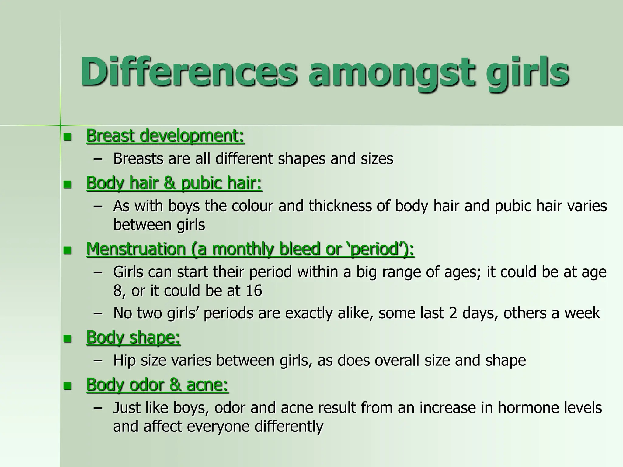 Powerpoint - Puberty Part 1, Puberty, body changes & differences.ppt
