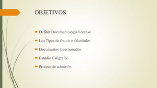 Power point seminario : Documentologia Forense | PPTX