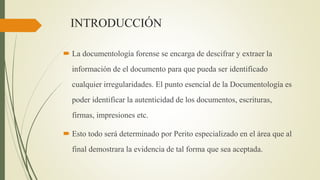Power point seminario : Documentologia Forense | PPTX
