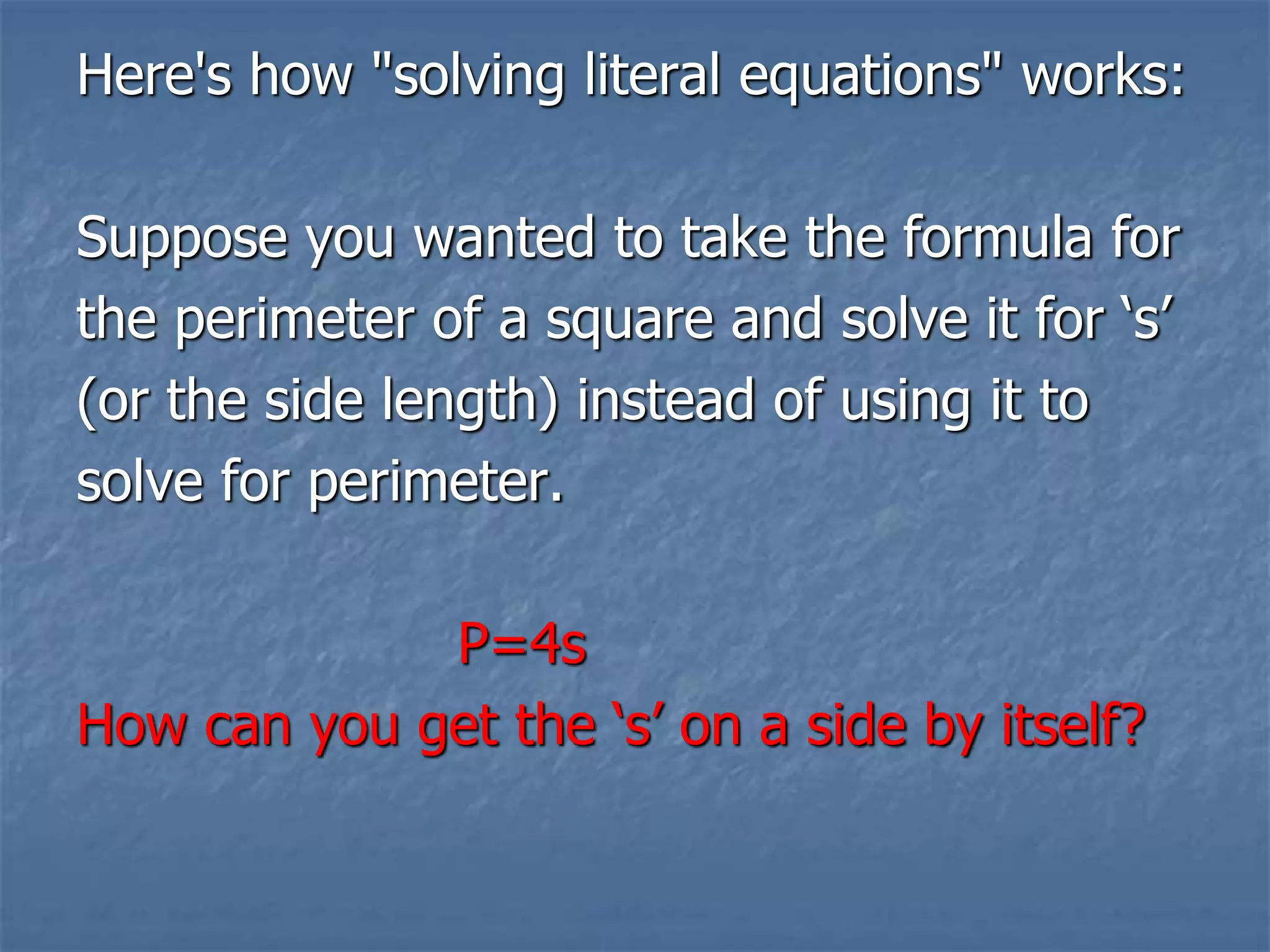 Power point solving literal equations | PPT