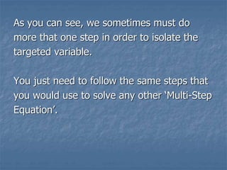 Power point solving literal equations | PPT