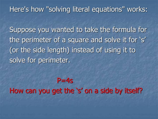 Power point solving literal equations | PPT