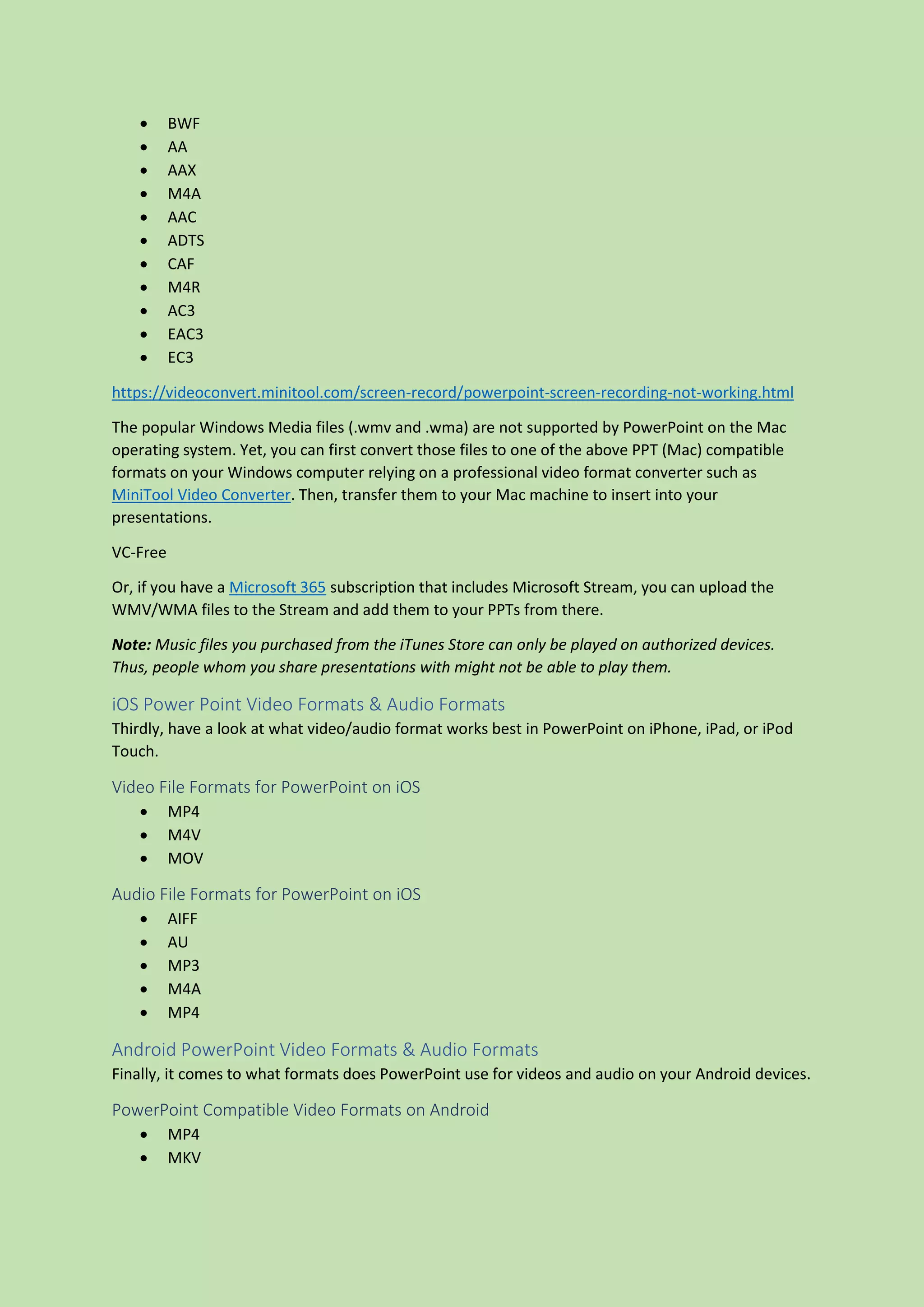 powerpoint-video-formats.docx | Video Software | Computer Software and Applications