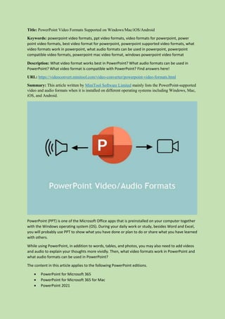 powerpoint-video-formats.docx | Video Software | Computer Software and Applications