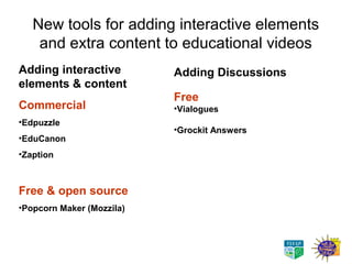An interactive video based Environment supporting learning analytics | PPT
