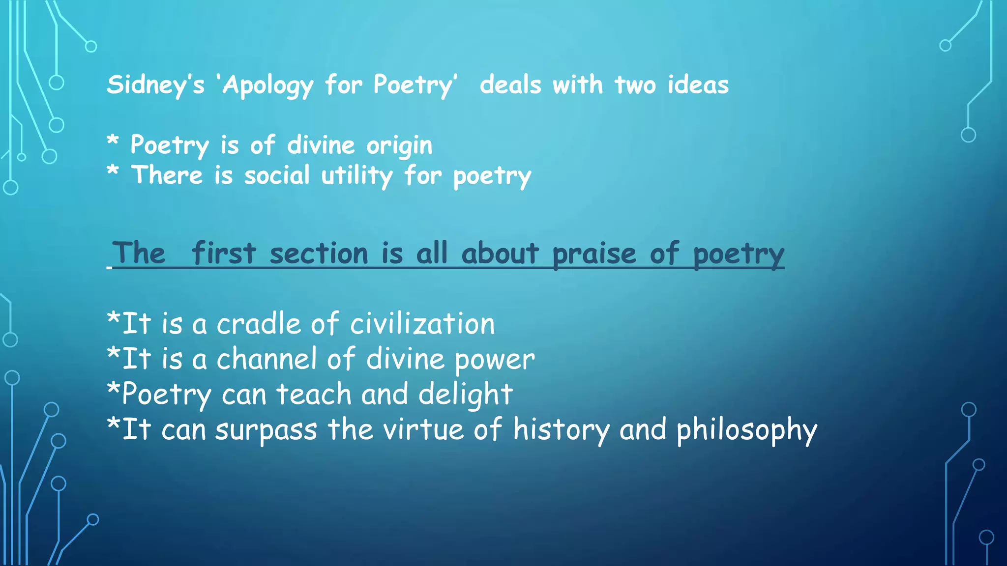 Philip Sidney : An Apology for Poetry | PPTX
