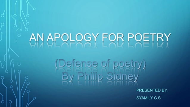 Philip Sidney : An Apology for Poetry | PPTX | Poetry | Books and ...