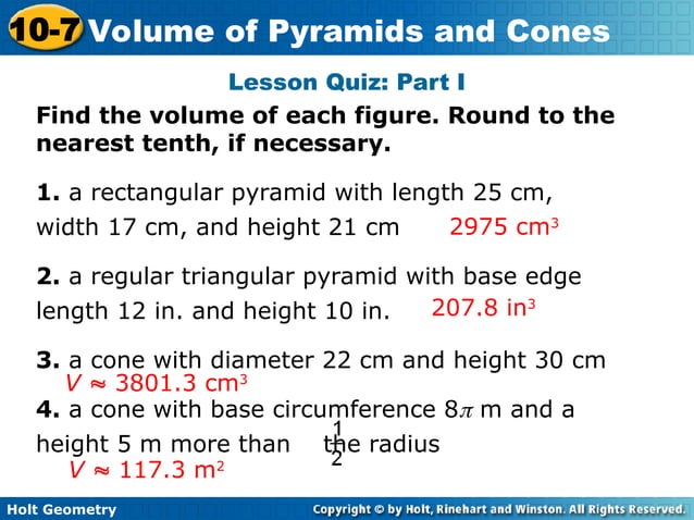 powerpoint 10-7 (1) the Volume of the Pyramid | PPT