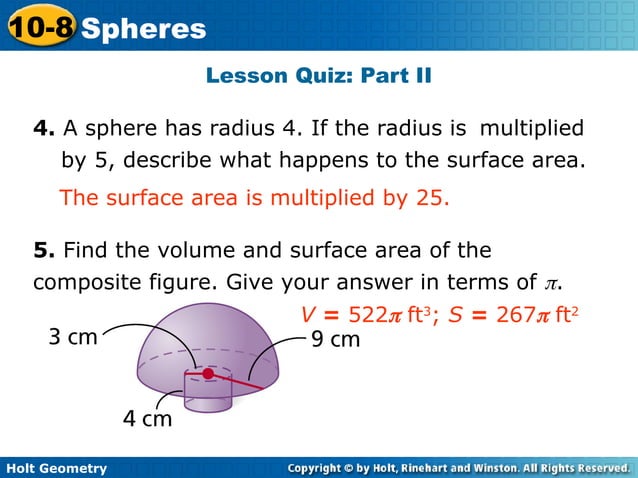 Learn and apply the formula for the volume of a sphere. | PPT