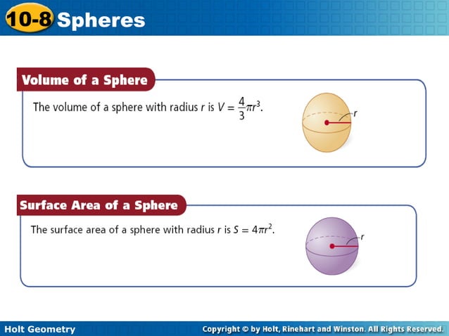 Learn and apply the formula for the volume of a sphere. | PPT