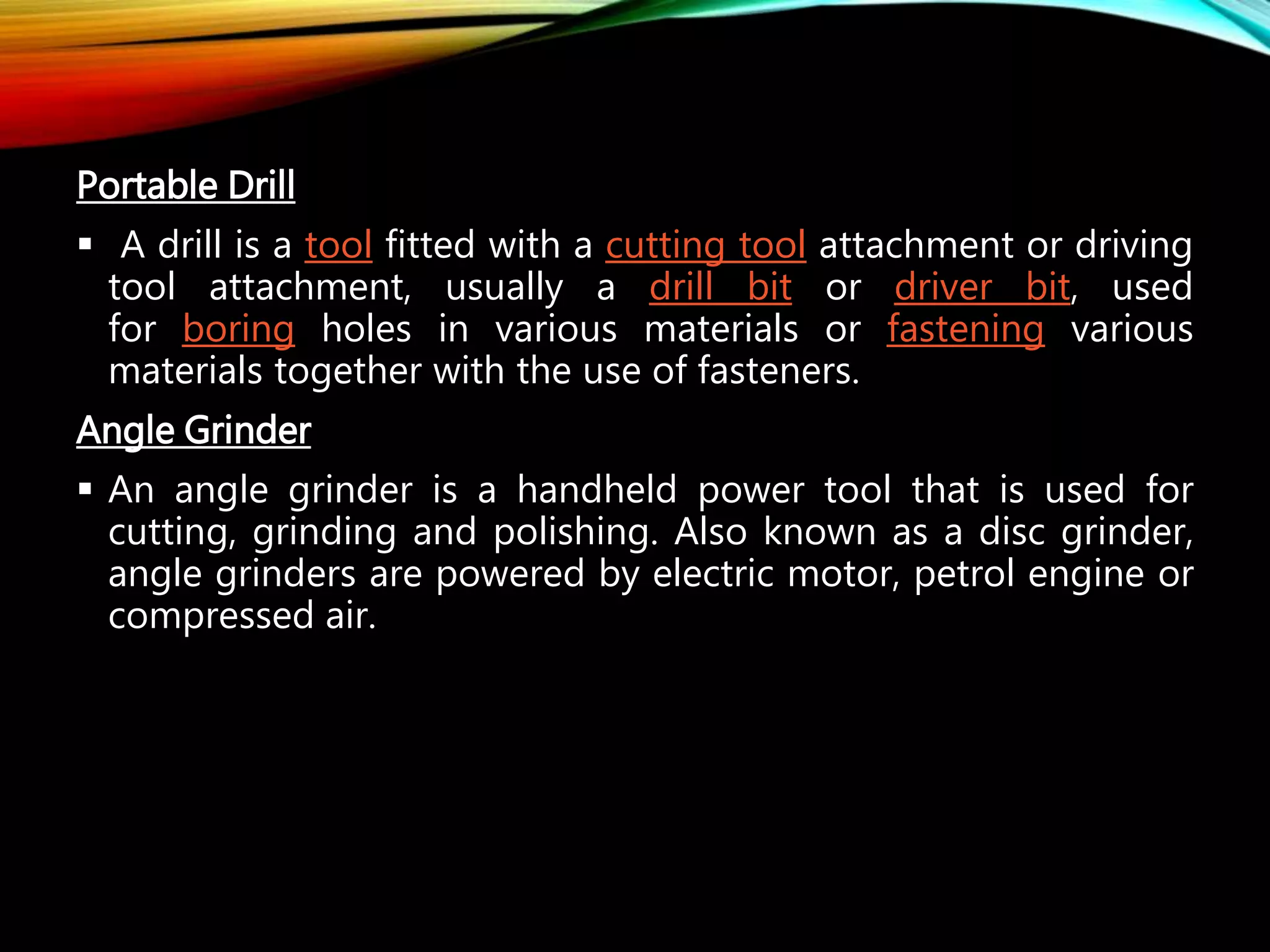 DIFFERENT TYPES OF ELECTRICAL POWER AND HYDRAULIC TOOLS | PPTX