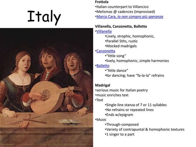Power point 9: Secular Vocal Music of the 1500s | PPT