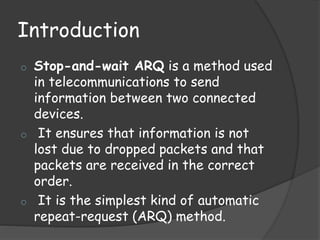 Stop-and-Wait ARQ Protocol | PPTX | Computer Networking | Computing