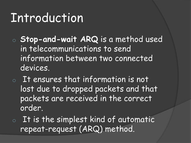 Stop-and-Wait ARQ Protocol | PPTX | Computer Networking | Computing