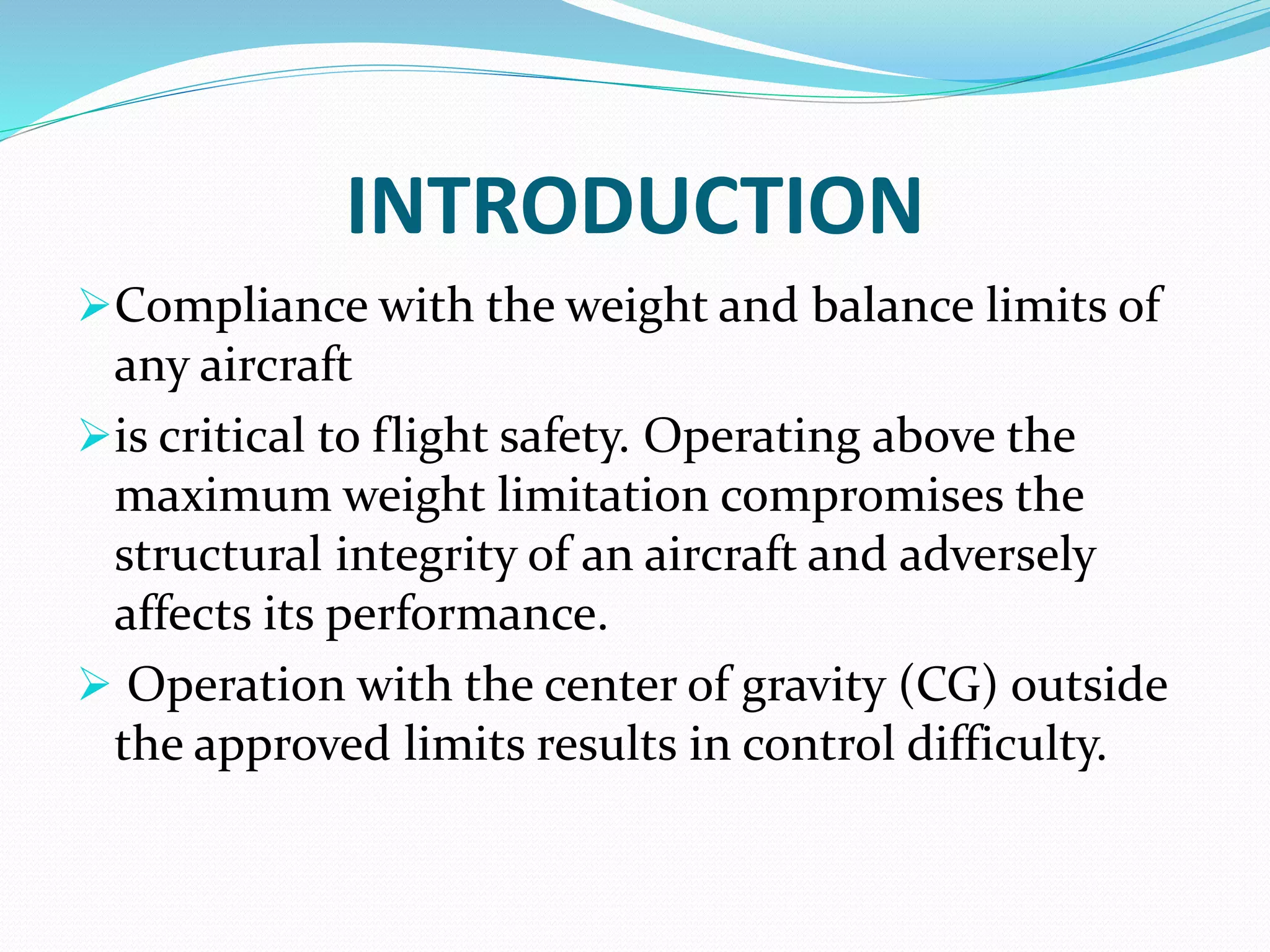 AIRCRAFT WEIGHT AND BALANCE BASIC FOR LOAD CONTROL | PPTX
