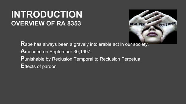 Power point anti rape law | PPTX | Crime & Harmful Acts to Individuals ...