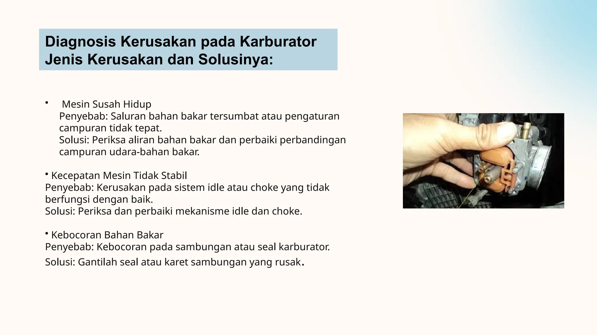 Powerpoint materi Sistem Karburator SMK kelas XI | PPTX