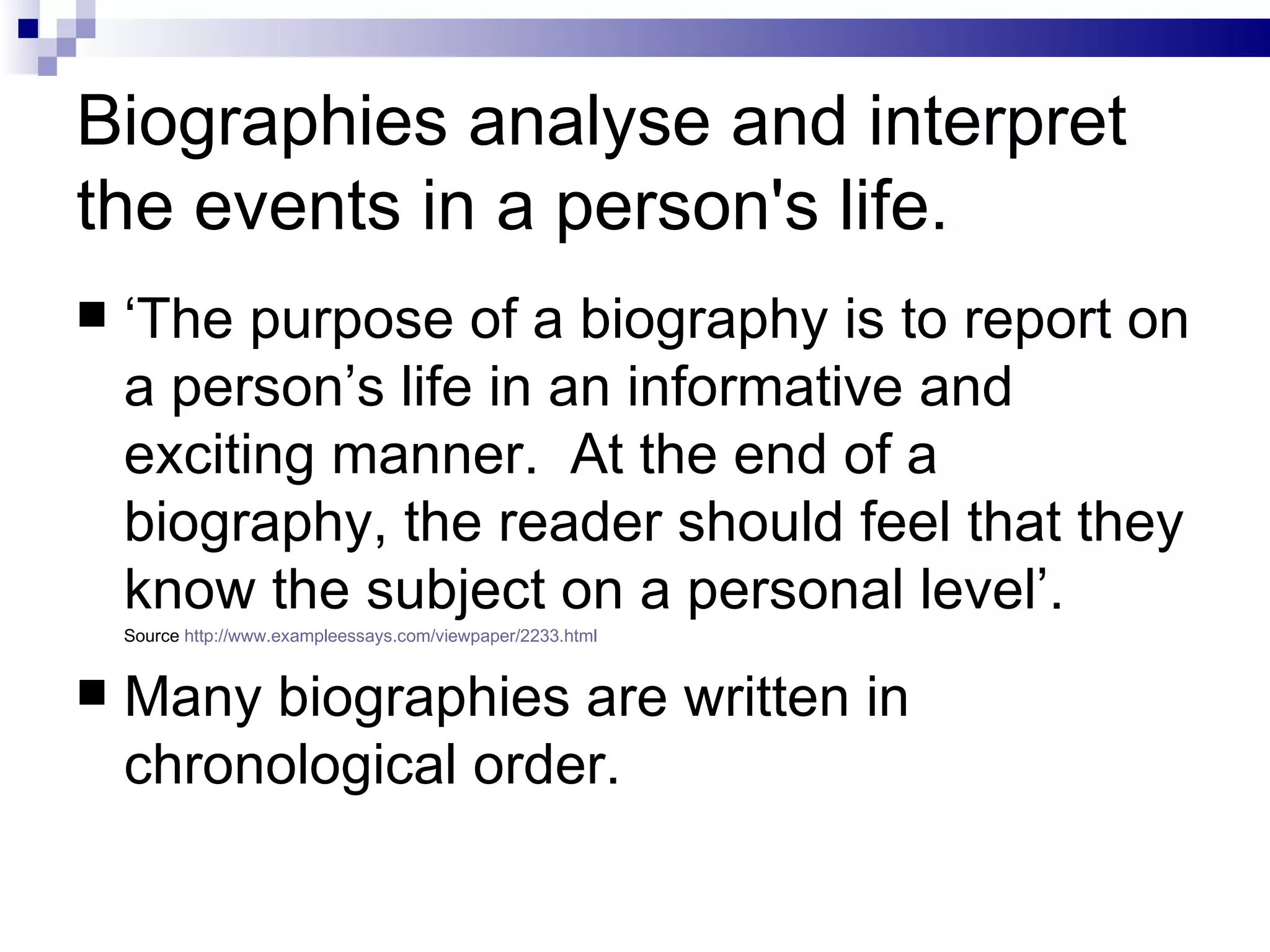 Powerpoint biography analysis | PPT