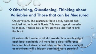 Boyancy Boat Experiment by Stephen DeMeo | PDF