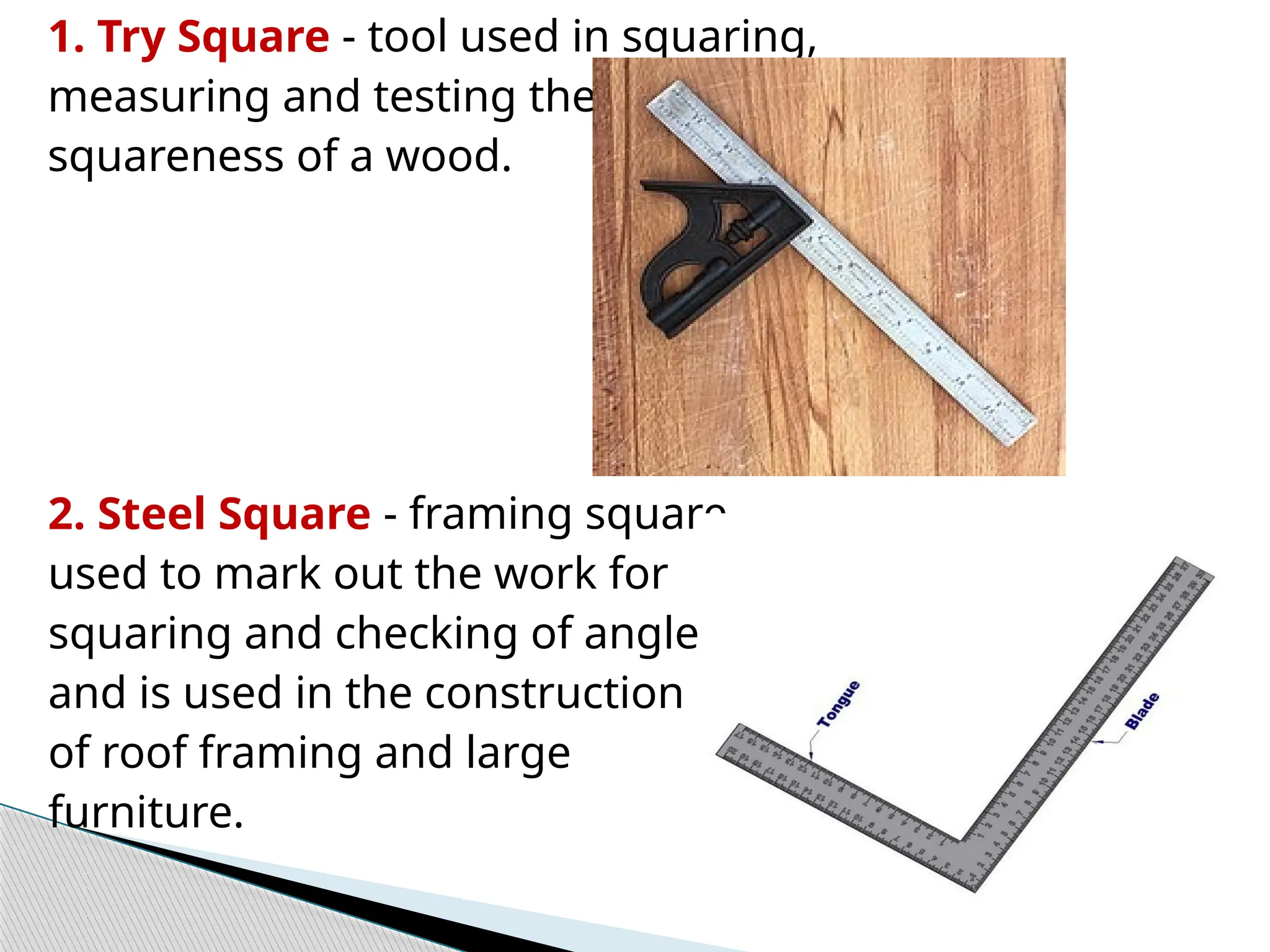 POWERPOINT Carpentry tools and equipements | PPTX