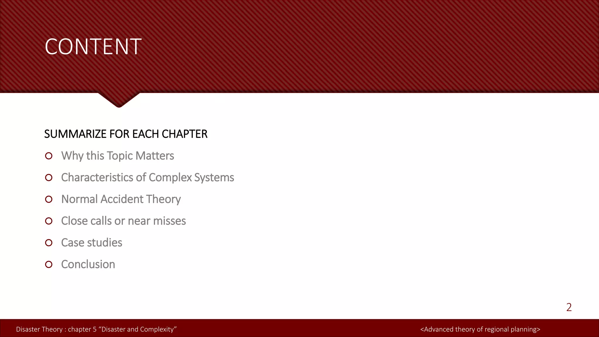 Disaster Theory : chapter 5 “Disaster and Complexity” by David Etkin | PPTX