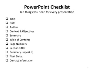 PowerPoint checklist -- 10 items for every presentation | PPT
