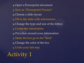 Powerpoint class activity | PPTX
