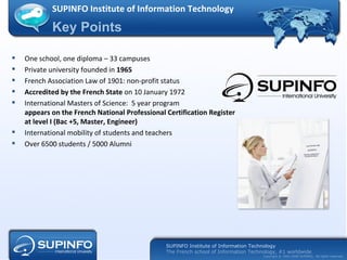 Overview of SUPINFO International University | PPT | Undergraduate Education | College Education