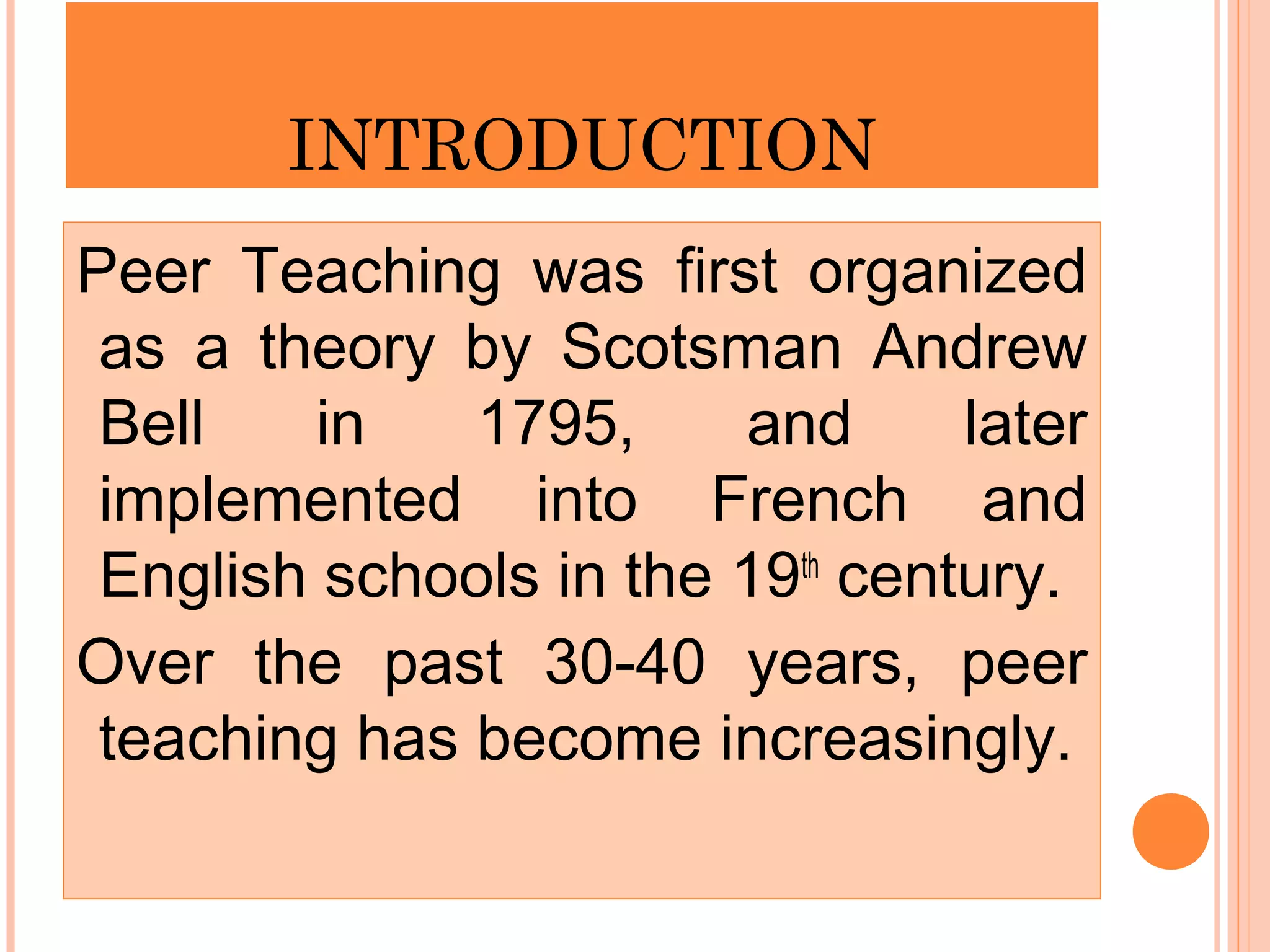 peer teaching by halimatunsakdiah | PPT | Education