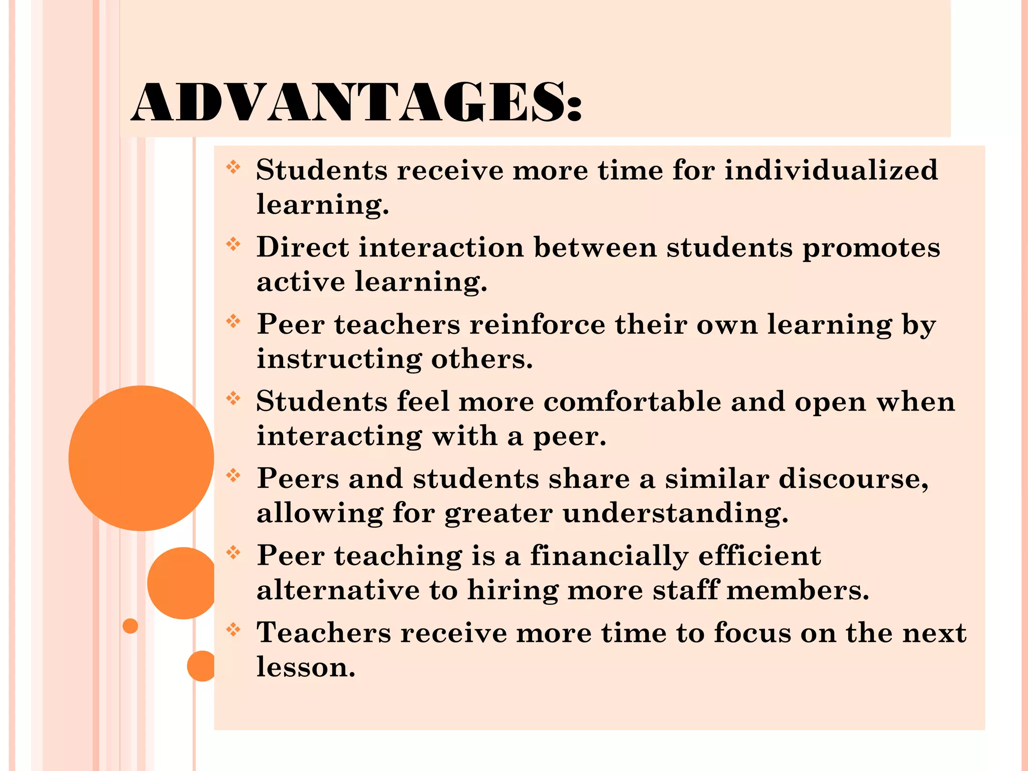 peer teaching by halimatunsakdiah | PPT | Education