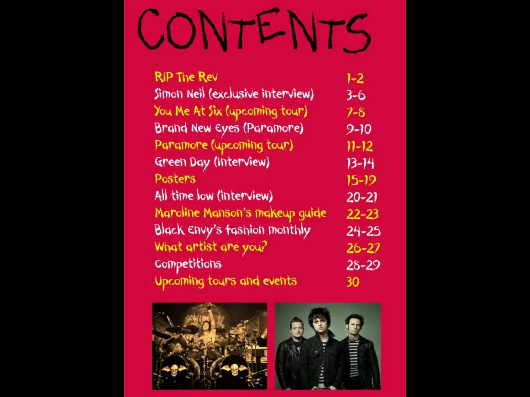 Draft magazine cover, contents and double page spread | PPTX