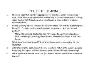 Power point engaging children in read alouds and shared reading | PDF