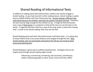 Power point engaging children in read alouds and shared reading | PDF