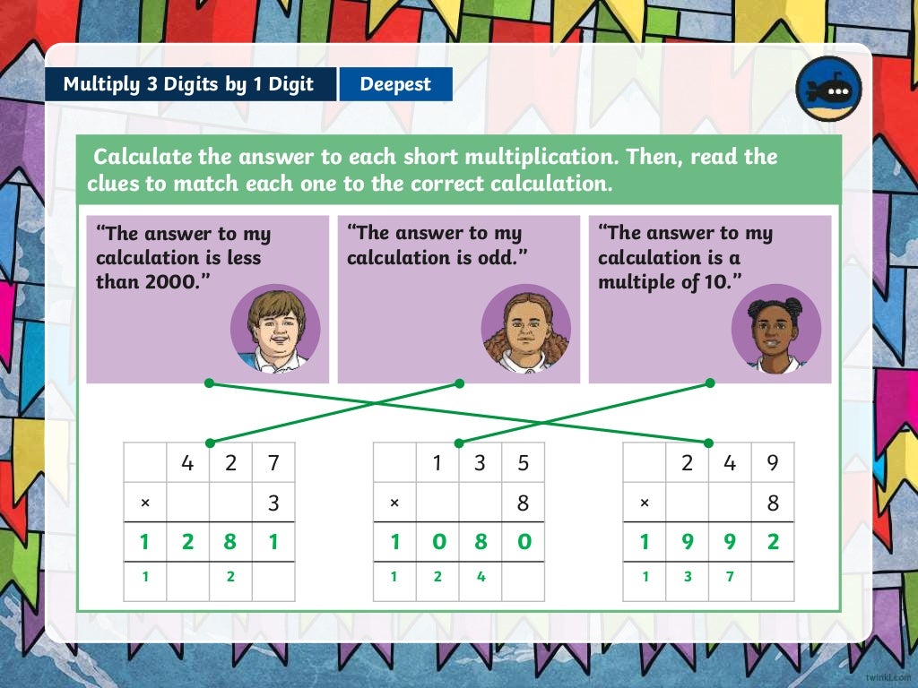 Powerpoint explanation multiply 3 digits by 1 digit
