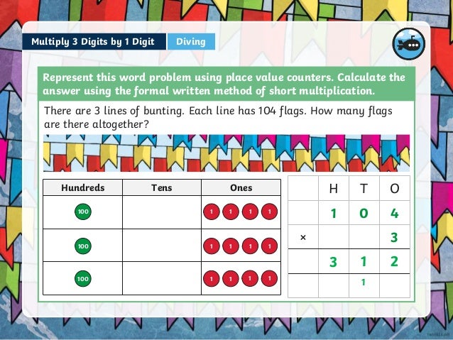 Powerpoint explanation multiply 3 digits by 1 digit