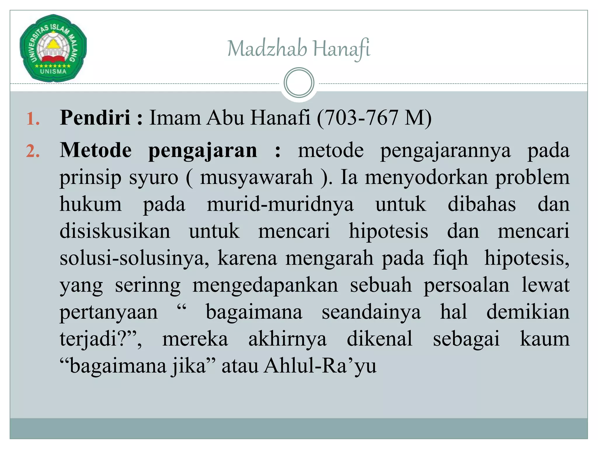 PPT fiqh (sejarah pembentukan empat mahzab dalam fiqh) Kelompok 5 | PPTX