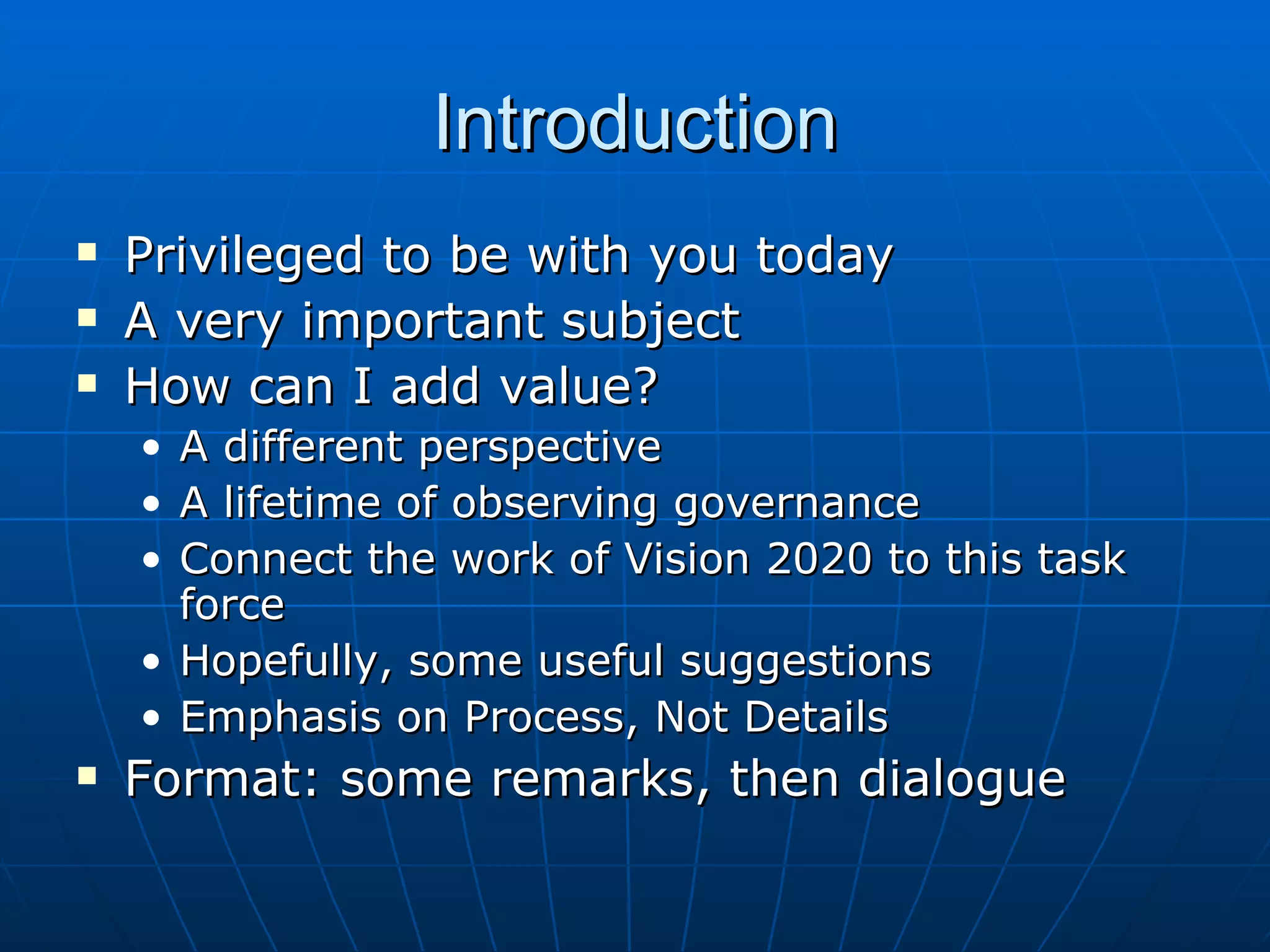 Task force on governance | PPT