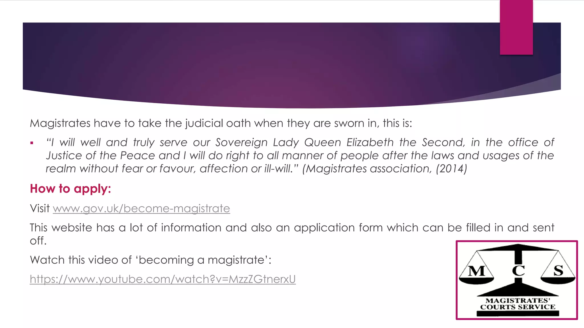 Lay Magistrate Recruitment | PPTX