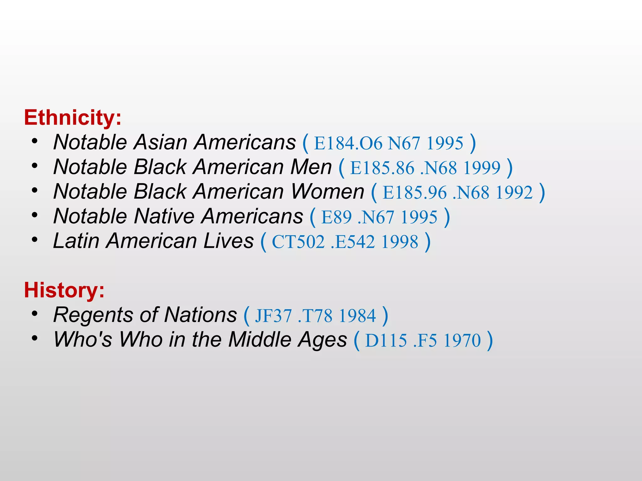 Specialized Biographical Resources | PPT