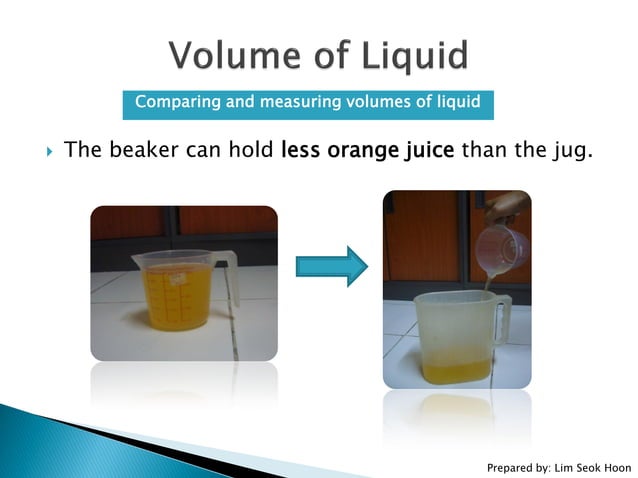 Power point for teaching aids comparing and measuring volumes of liquid ...