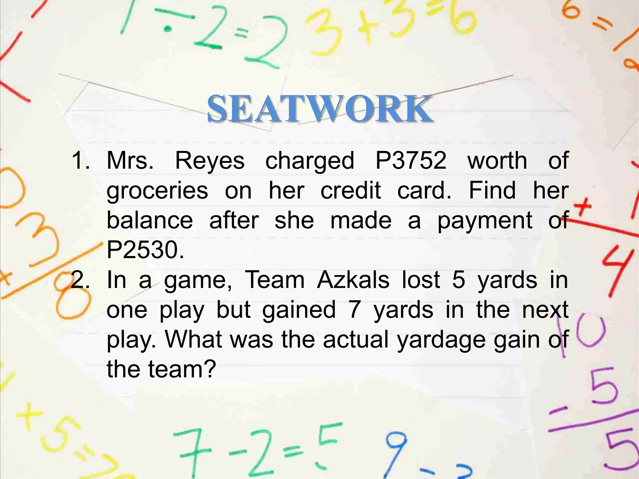 Powerpoint on K-12 Mathematics Grade 7 Q1 (Fundamental Operations of ...