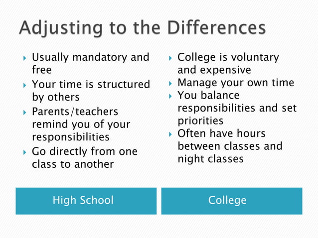 high school vs college | PPTX | Secondary Education | Education
