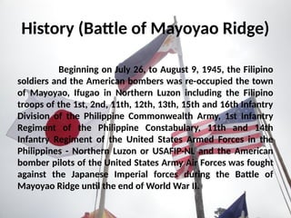 History of Mayoyao ( This is just a brief history, not all barangays ...